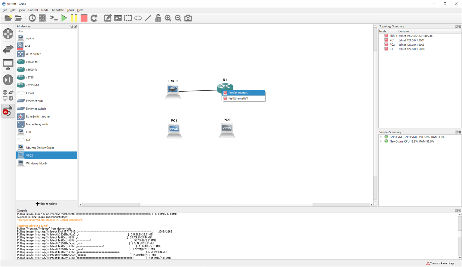 How to use FRR (Free Range Routing) container on GNS3 | How to use GNS3 ...